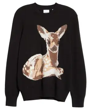 Burberry Black Intarsia Deer Courtney Sweater - One-color
