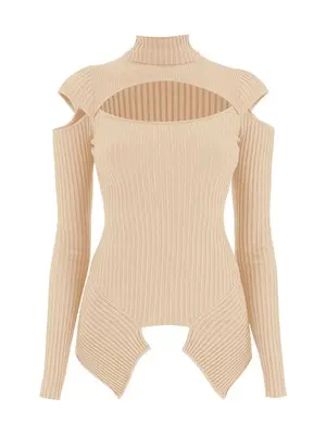 ANDREĀDAMO Turtleneck Sweater With Cut-Out Details  - One-color
