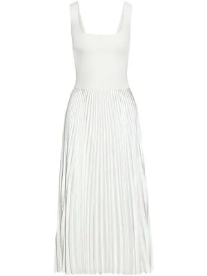 Theory Ribbed-Knit And Pleated Satin-Crepe Midi Dress - One-color