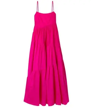 Matteau - Open-Back Tiered Cotton And Silk-Blend Voile Maxi Dress