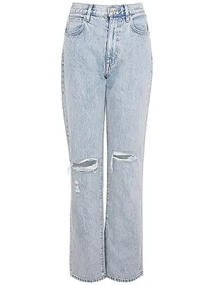 SLVRAKE London Light Blue Distressed Straight-leg Jeans