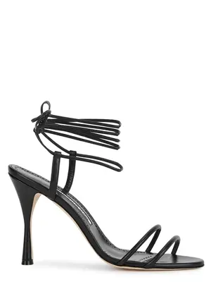 MANOLO BLAHNIK Cochisa 105 Black Leather Sandals