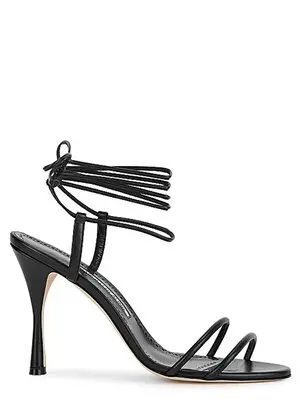 MANOLO BLAHNIK Cochisa 105 Black Leather Sandals