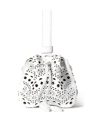 Alaïa Rose Marie Mini Studded Laser-cut Leather Bucket Bag
