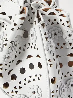 Alaïa Rose Marie Mini Studded Laser-cut Leather Bucket Bag