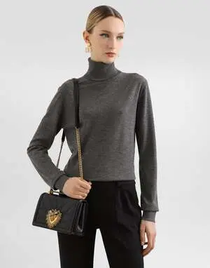 Dolce & Gabbana Medium Devotion Bag In Quilted Nappa Leather - Black