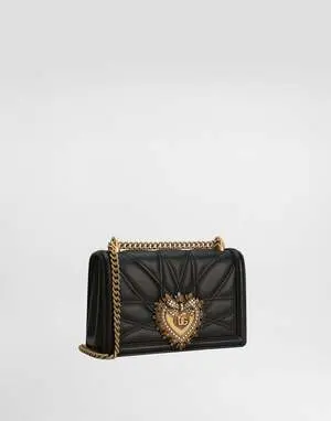 Dolce & Gabbana Medium Devotion Bag In Quilted Nappa Leather - Black