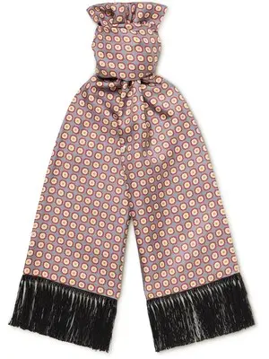 SULKA Fringed Printed Silk-twill Scarf - Red