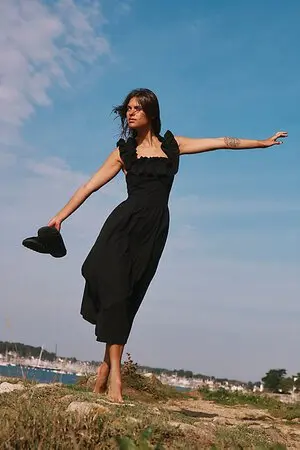 Free People Free People Ruffle It Up Midi Dress Black