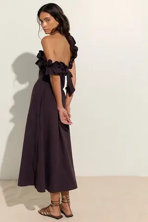 Free People Ruffle It Up Midi Dress - Fudge