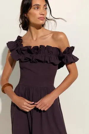 Free People Ruffle It Up Midi Dress - Fudge
