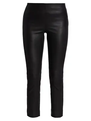 Vince Leather Slim-fit Ankle Pants