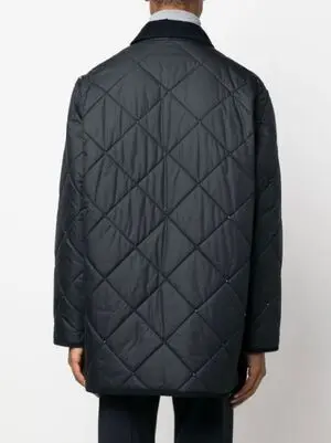 Valentino Garavani Rockstud Diamond-quilted Short Coat - 598 Navy