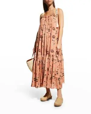Ulla Johnson Cari Shoulder-tie Maxi Beach Dress - Primrose