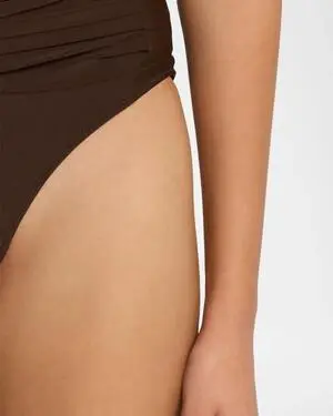 Ramy Brook Ivo Ruched Bikini Bottoms Flame