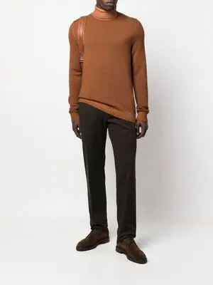 Malo Fine-knit Rollneck Jumper - Brown