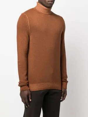 Malo Fine-knit Rollneck Jumper - Brown