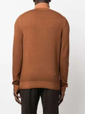 Malo Fine-knit Rollneck Jumper - Brown