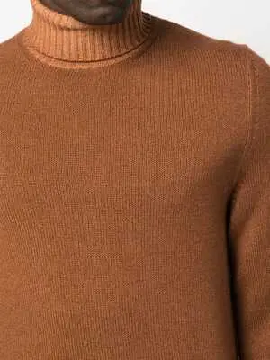 Malo Fine-knit Rollneck Jumper - Brown