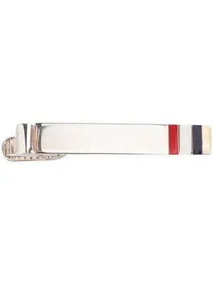 Thom Browne Striped Tie Clip - Silver