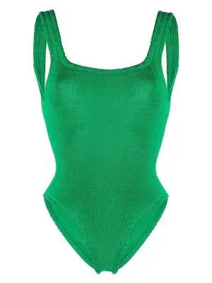 Hunza G Crinkle-finish Backless One-piece - Green