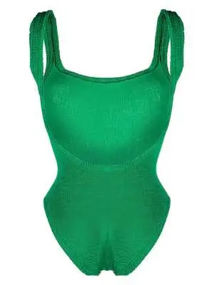 Hunza G Crinkle-finish Backless One-piece - Green