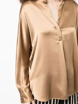 Vince Split-neck Silk Blouse