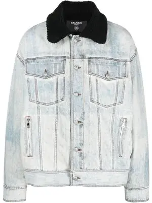 Balmain Logo-embroidered Denim Jacket - Blue