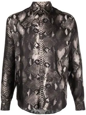 Roberto Cavalli Snakeskin-print Silk Shirt