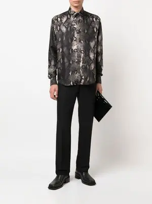 Roberto Cavalli Snakeskin-print Silk Shirt