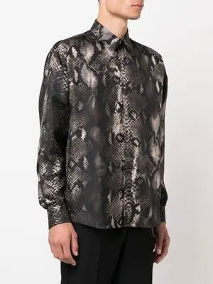 Roberto Cavalli Snakeskin-print Silk Shirt