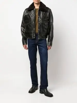 DIESEL® Leather Press-stud Fastening Jacket