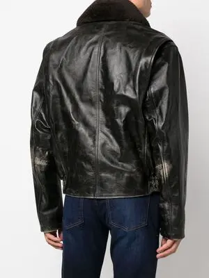 DIESEL® Leather Press-stud Fastening Jacket
