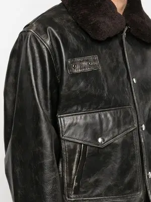 DIESEL® Leather Press-stud Fastening Jacket