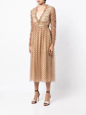 MACGRAW Reminisce Polka-dot Tulle Midi Dress