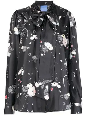 MACGRAW Illumination Bow-detail Shirt - Black