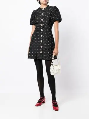 MACGRAW Sorbet Polka-dot Embroidered Dress - Black