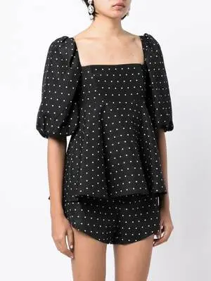 MACGRAW Vienna Polka-dot Puff Blouse