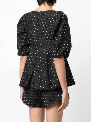MACGRAW Vienna Polka-dot Puff Blouse