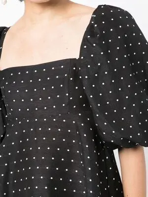 MACGRAW Vienna Polka-dot Puff Blouse
