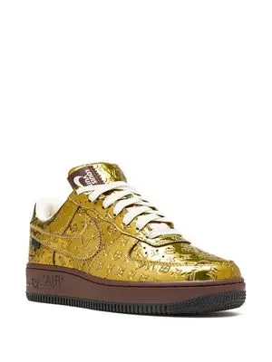 Nike X Louis Vuitton Air Force 1 Low Virgil Abloh Metallic Sneakers - Gold