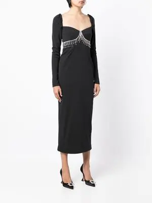 ANOUKI Rhinestone-trim Low-back Dress