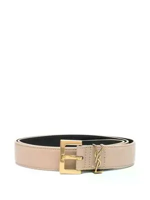 Saint Laurent Monogram Logo Belt - Neutrals