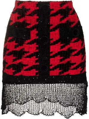 Balmain Houndstooth Knitted Miniskirt