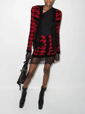 Balmain Houndstooth Knitted Miniskirt
