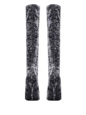 Saint Laurent Ella Velvet Knee-high Stiletto Boots