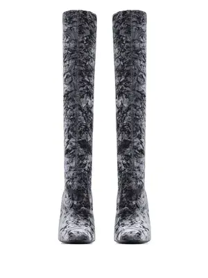 Saint Laurent Ella Velvet Knee-high Stiletto Boots