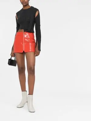 COURREGES Patent Mini Skirt - Red