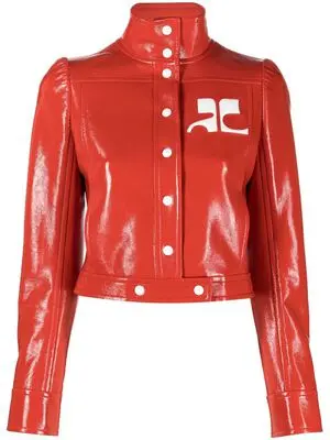 COURREGES Vinyl Reedition Cropped Jacket - Red