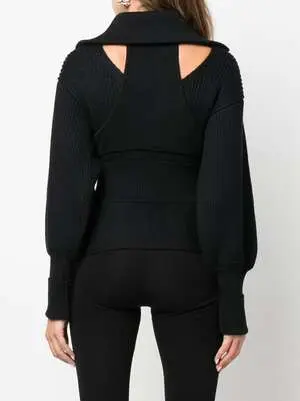 ANDREĀDAMO Ribbed-knit Zip-up Cardigan